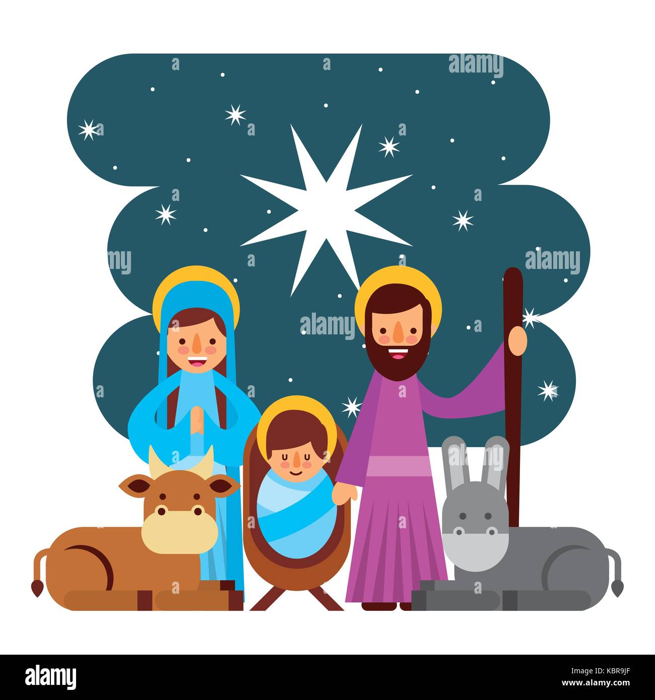 Joseph maria jesus christus cartoon Ausgeschnittene Stockfotos und -bilder - Alamy