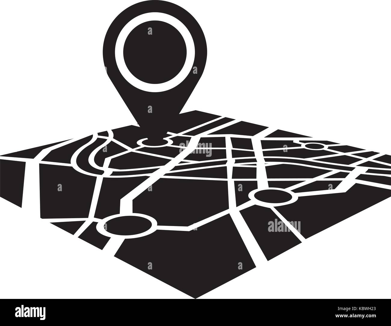 Karte Navigation Gps mit Zeiger auf weißem Hintergrund Stock ...