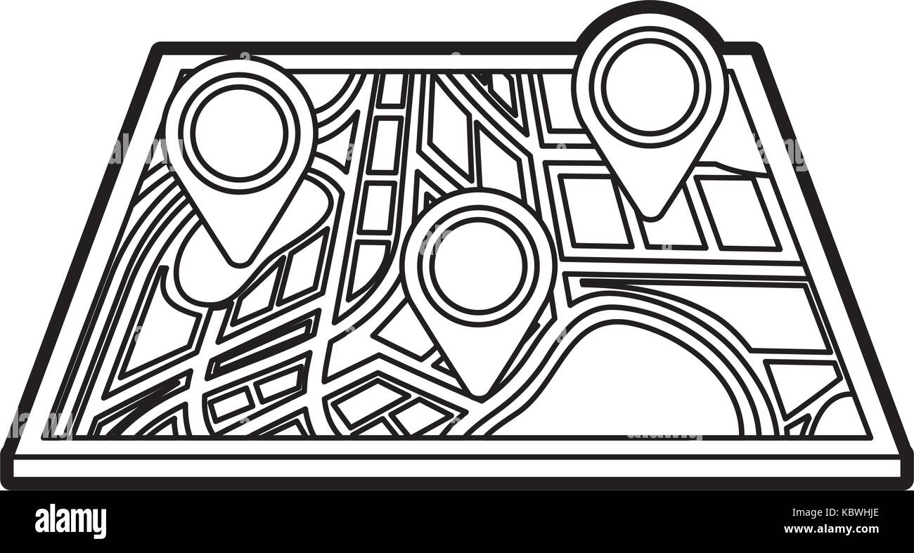 Karte Navigation Gps mit Zeiger auf weißem Hintergrund Stock ...