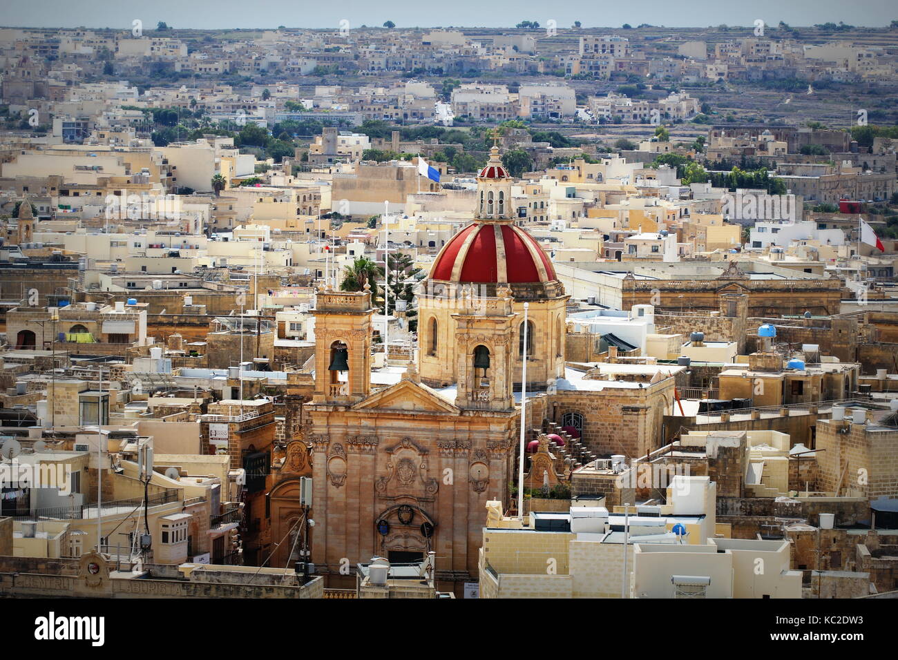Blick auf die Stadt Victoria oder Rabat auf Gozo, die benachbarte Insel ...