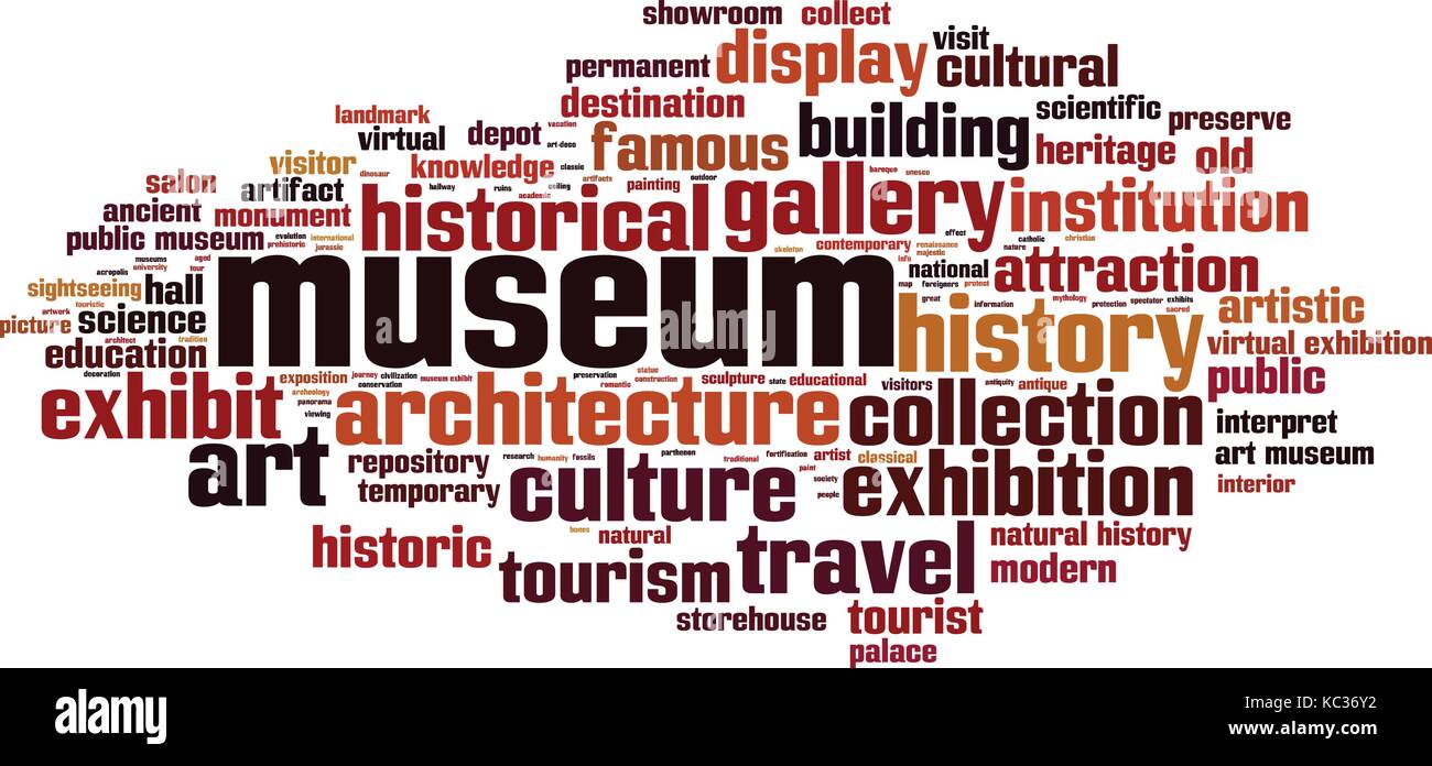 Museum word cloud Konzept. Vector Illustration Stock-Vektorgrafik - Alamy