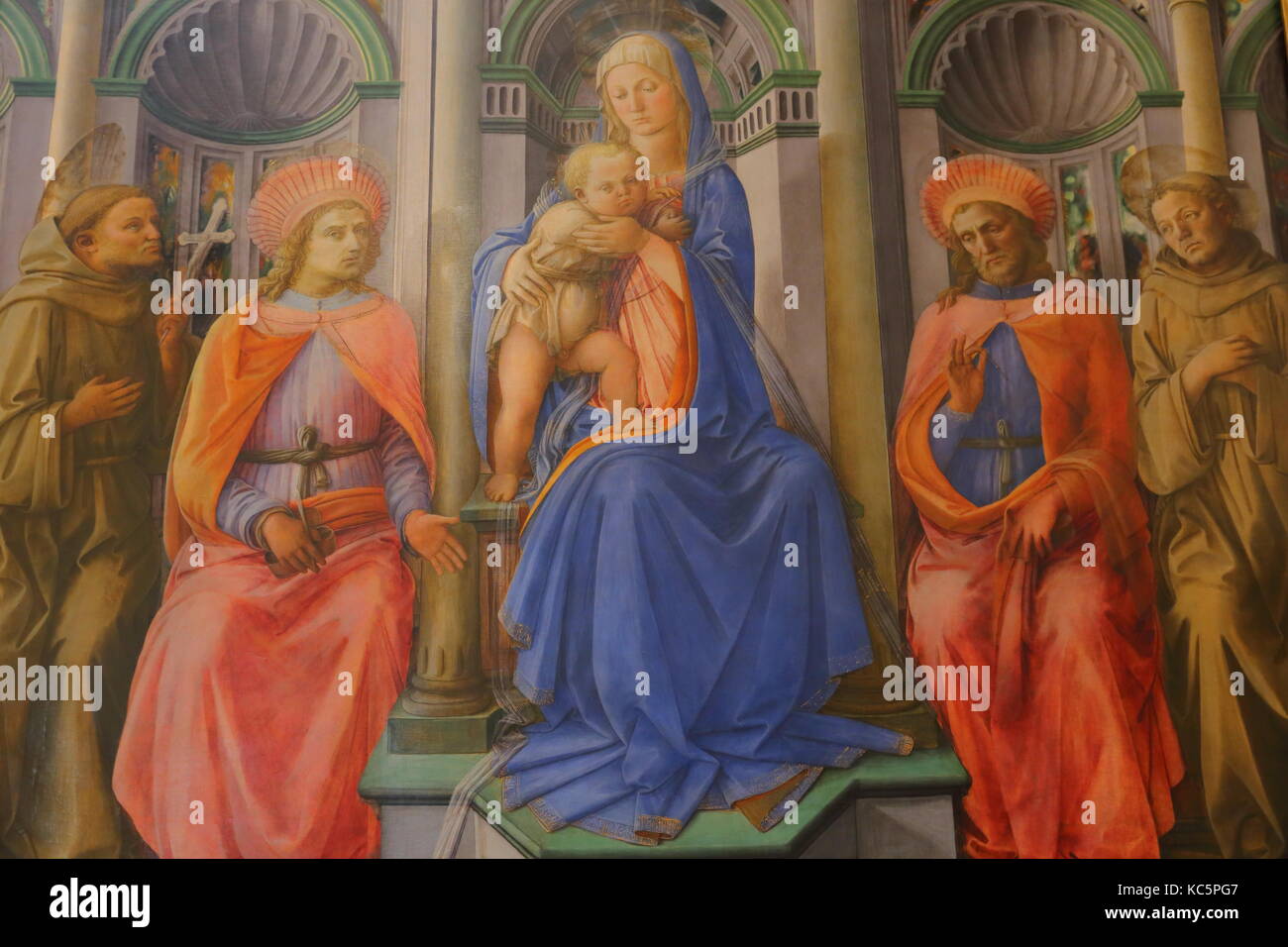 Gemälde auf Anzeige an der Uffizien (Galleria degli Uffizi), Florenz, Italien Stockfotografie ...