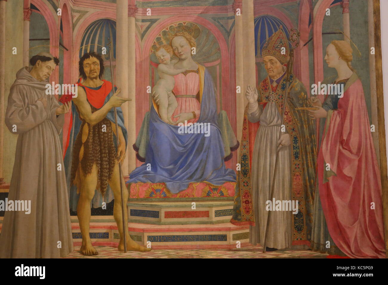 Gemälde auf Anzeige an der Uffizien (Galleria degli Uffizi), Florenz, Italien Stockfotografie ...