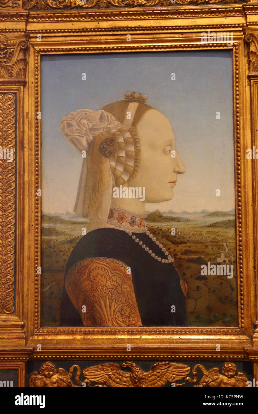 Gemälde auf Anzeige an der Uffizien (Galleria degli Uffizi), Florenz, Italien Stockfotografie ...