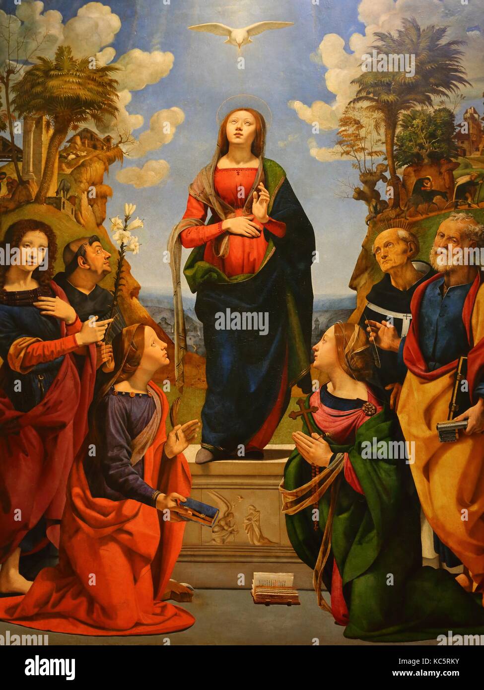 Gemälde auf Anzeige an der Uffizien (Galleria degli Uffizi), Florenz, Italien Stockfotografie ...