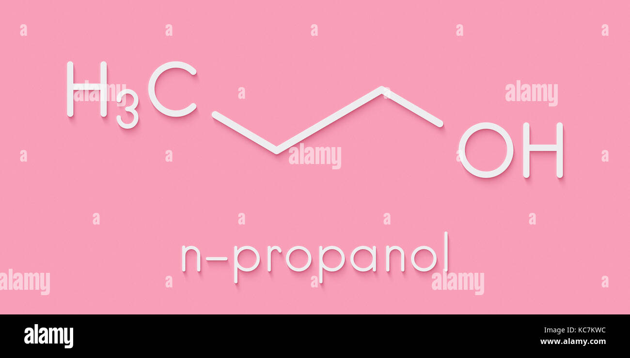 Propanol (n-Propanol) Lösungsmittel Molekül. Skelettmuskulatur Formel ...