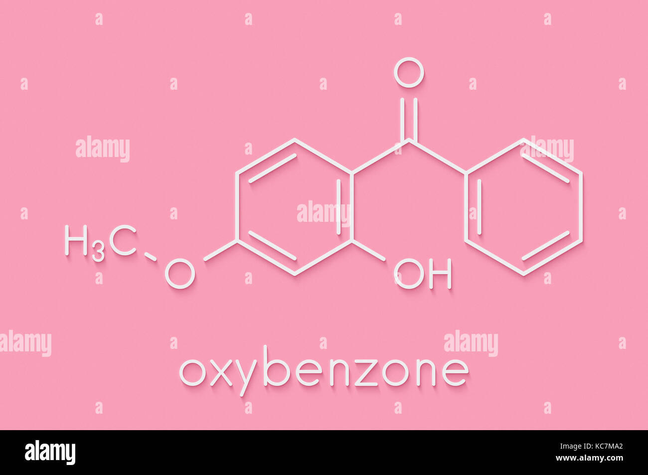 Oxybenzone sunscreen Molekül. Skelettmuskulatur Formel Stockfotografie ...