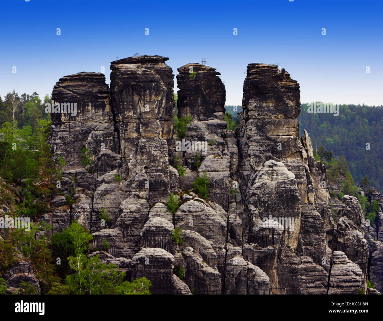 Rock-Formation Gansfelsen, Gans Felsen, Felsen der Bastei, Sächsische ...