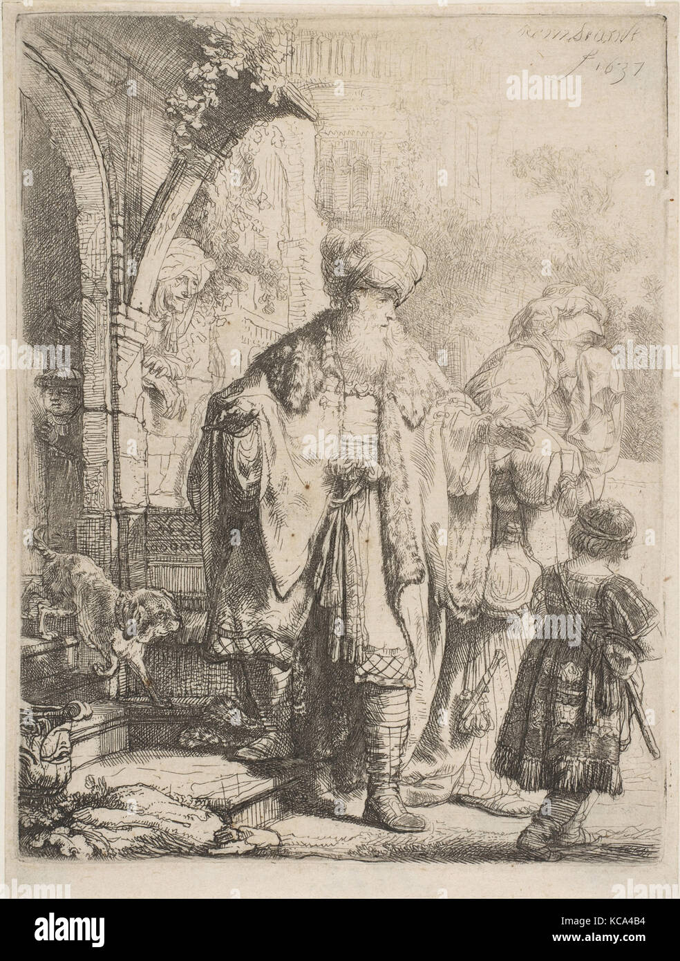 Abraham Casting, Hagar und Ismael, Rembrandt, 1637 Stockfotografie - Alamy