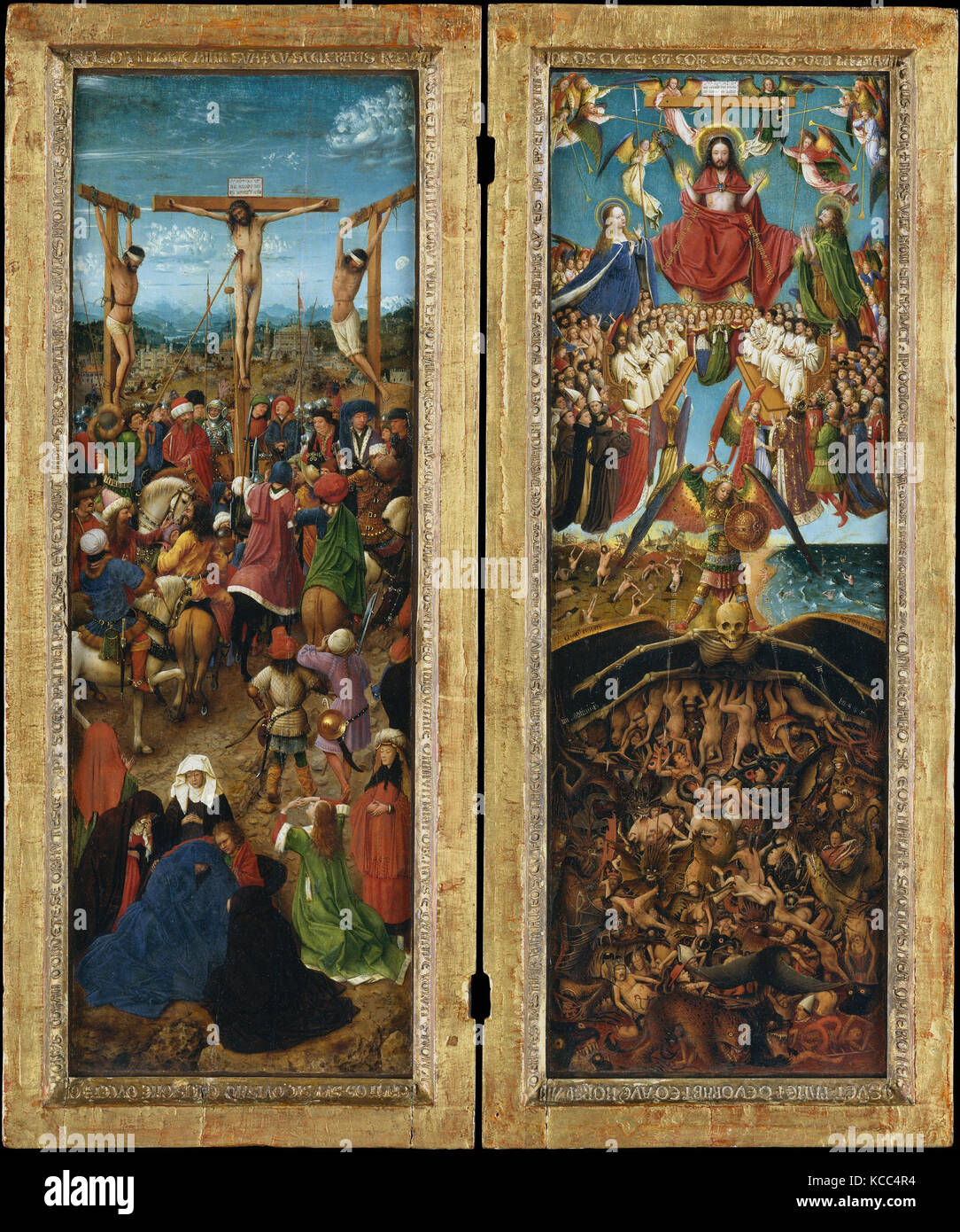 Die Kreuzigung, das Jüngste Gericht, Jan van Eyck, Ca. 1440 - 41 Stockfotografie - Alamy