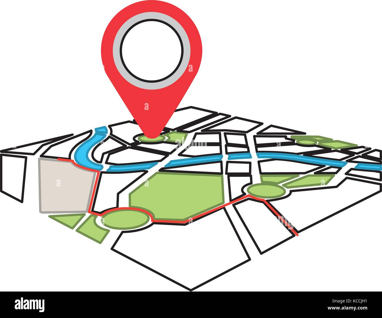 Karte Navigation Gps mit Zeiger auf weißem Hintergrund Stock ...