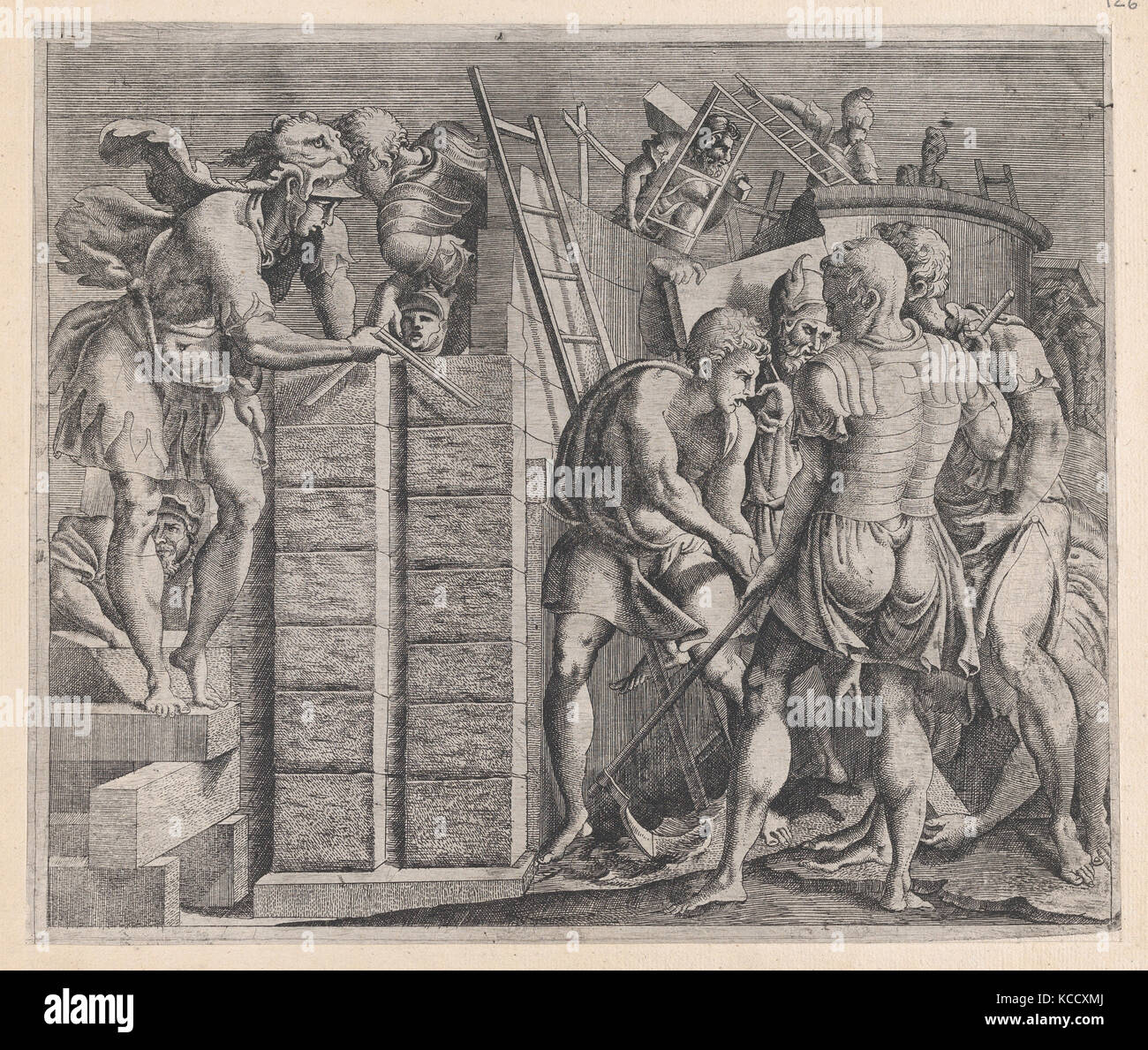 Speculum romanae Magnificentiae: Romulus und Remus, den Bau der Mauern ...