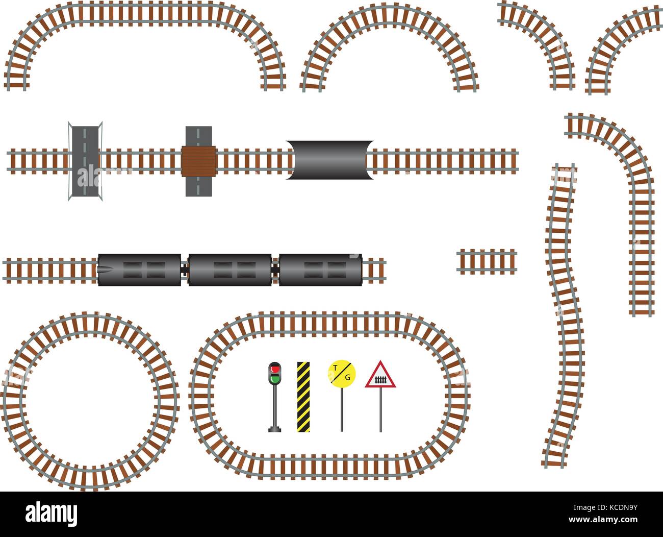Vektor Eisenbahn- und Eisenbahnstrecken Bau elemente. gewellt trackway ...