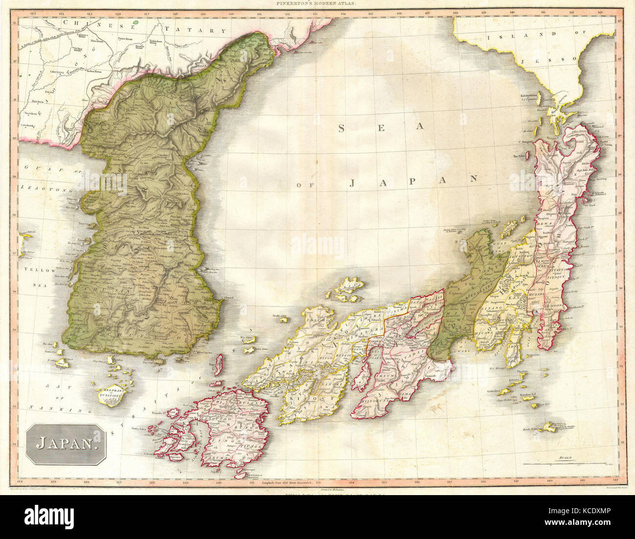 1818, Pinkerton Karte von Korea und Japan, John Pinkerton, 1758 - 1826 ...