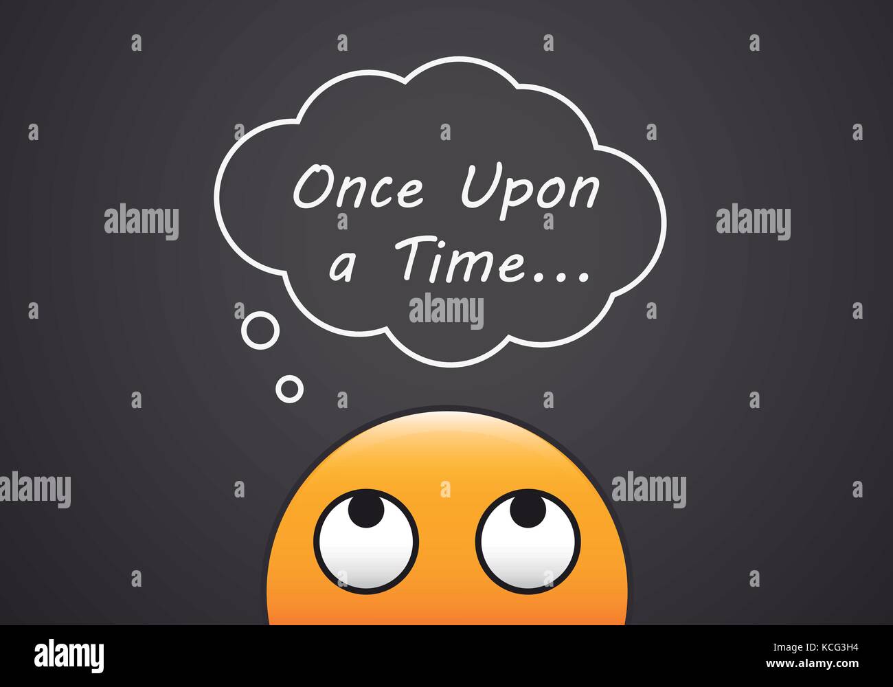 Emoticon mit einer Denkblase mit dem Text Once Upon a Time und einem ...