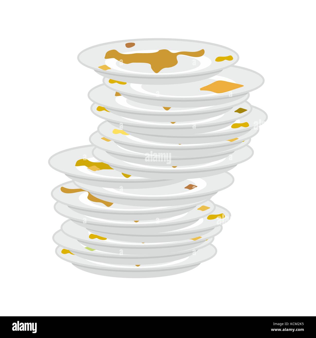 Dreckige Teller isoliert Stack. unreinen Speisen. Vector Illustration ...