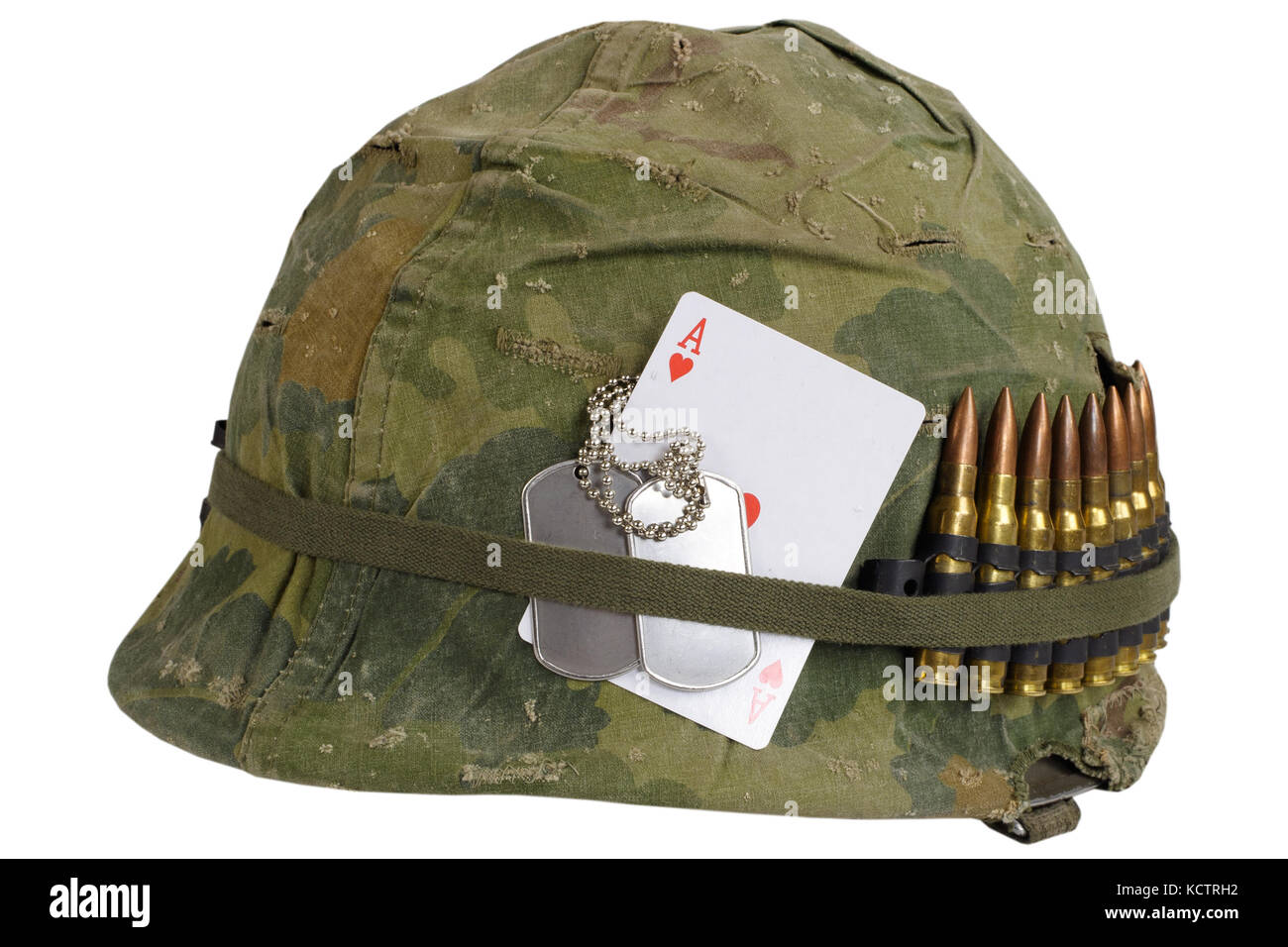 Us-Armee Helm Vietnam Krieg mit Camouflage Cover und Munition Riemen ...