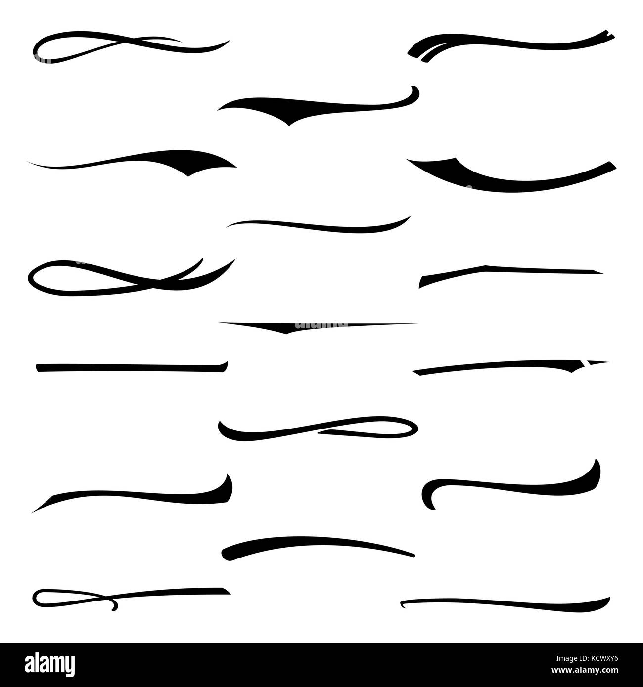 Unterstreichen. set Beschriftung Linien auf weißem Hintergrund. Tinte ...