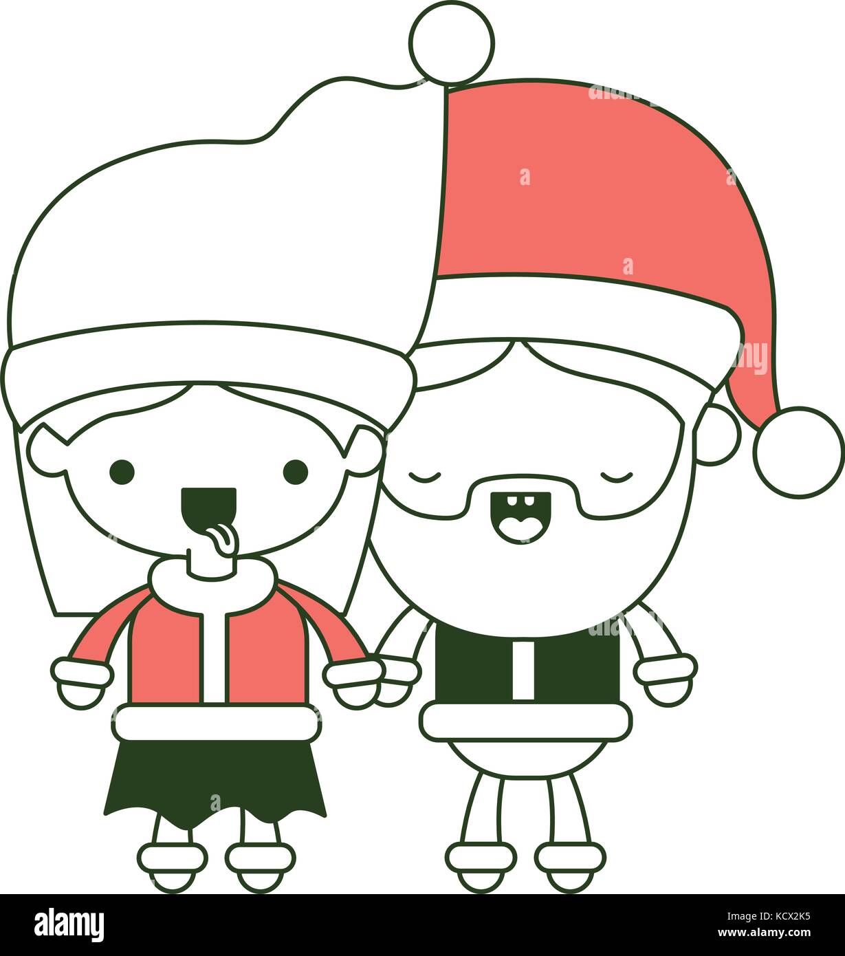 Santa claus Paar cartoon full body Frau Zunge heraus, und der Mensch ...