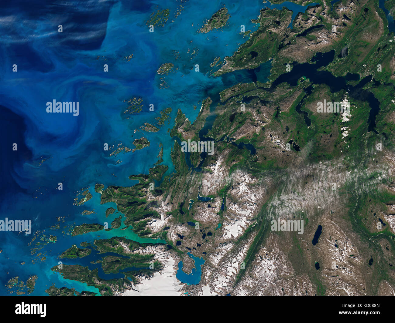 Sat-Bild mit dem moskenstraumen als Er wirbelt um die Spitze der ...