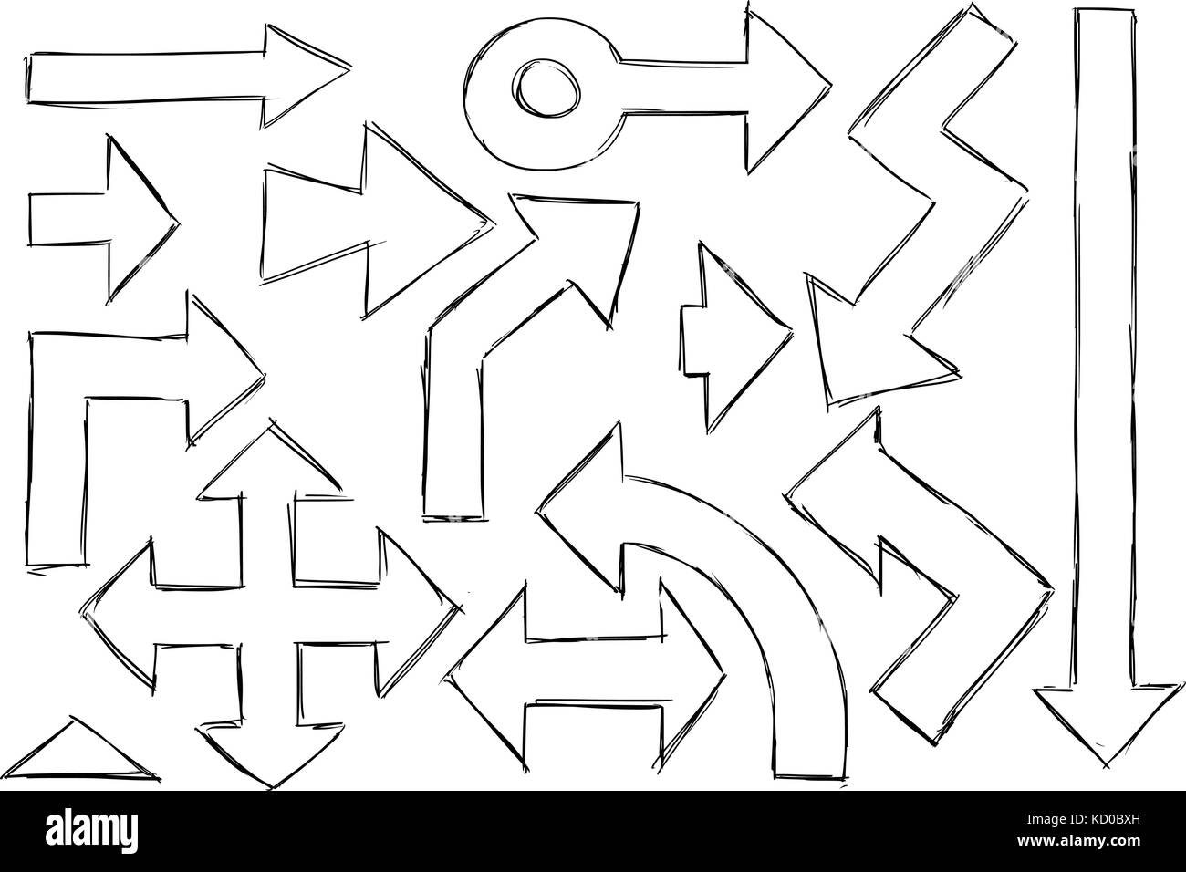 Der Vektor doodle Hand zeichnen Pfeile Stock-Vektorgrafik - Alamy