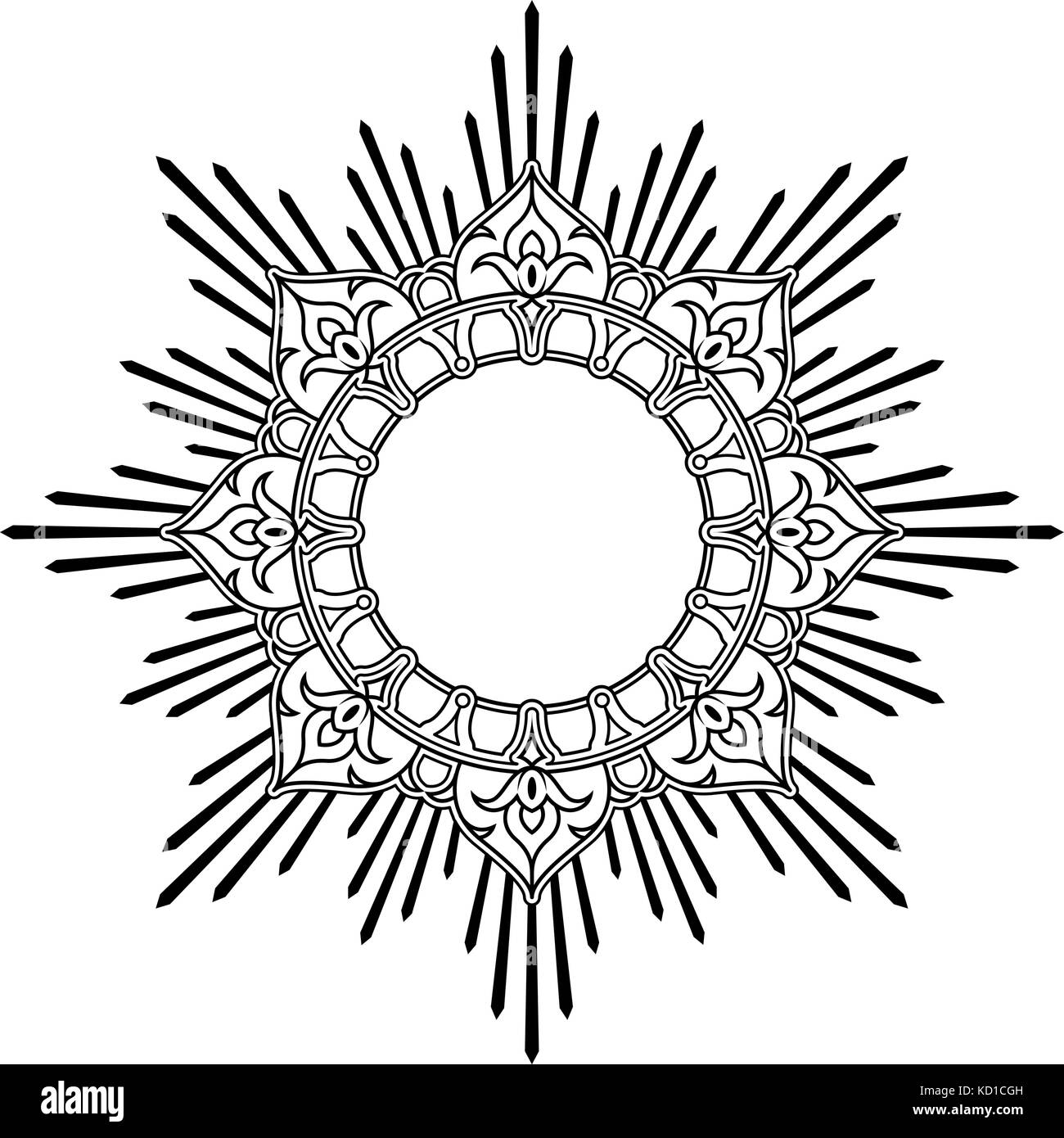 Mandala Umrandung mit radient Strahlen, Vector Illustration banner ...