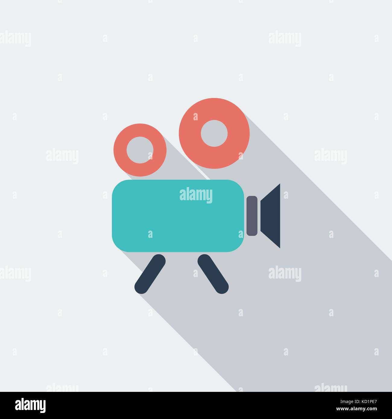 Videokamera-Symbol. Flache Vektor zugehörige Symbol mit langen Schatten ...