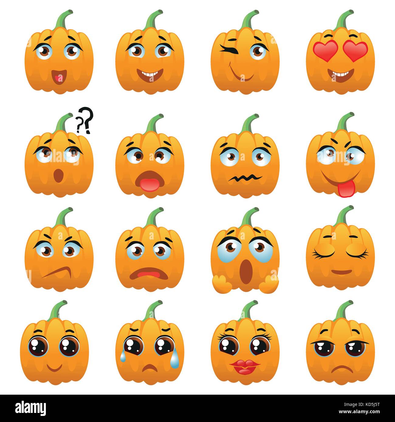 Halloween Kürbis Symbole gesetzt, Emotion Variation, emoji Stock ...