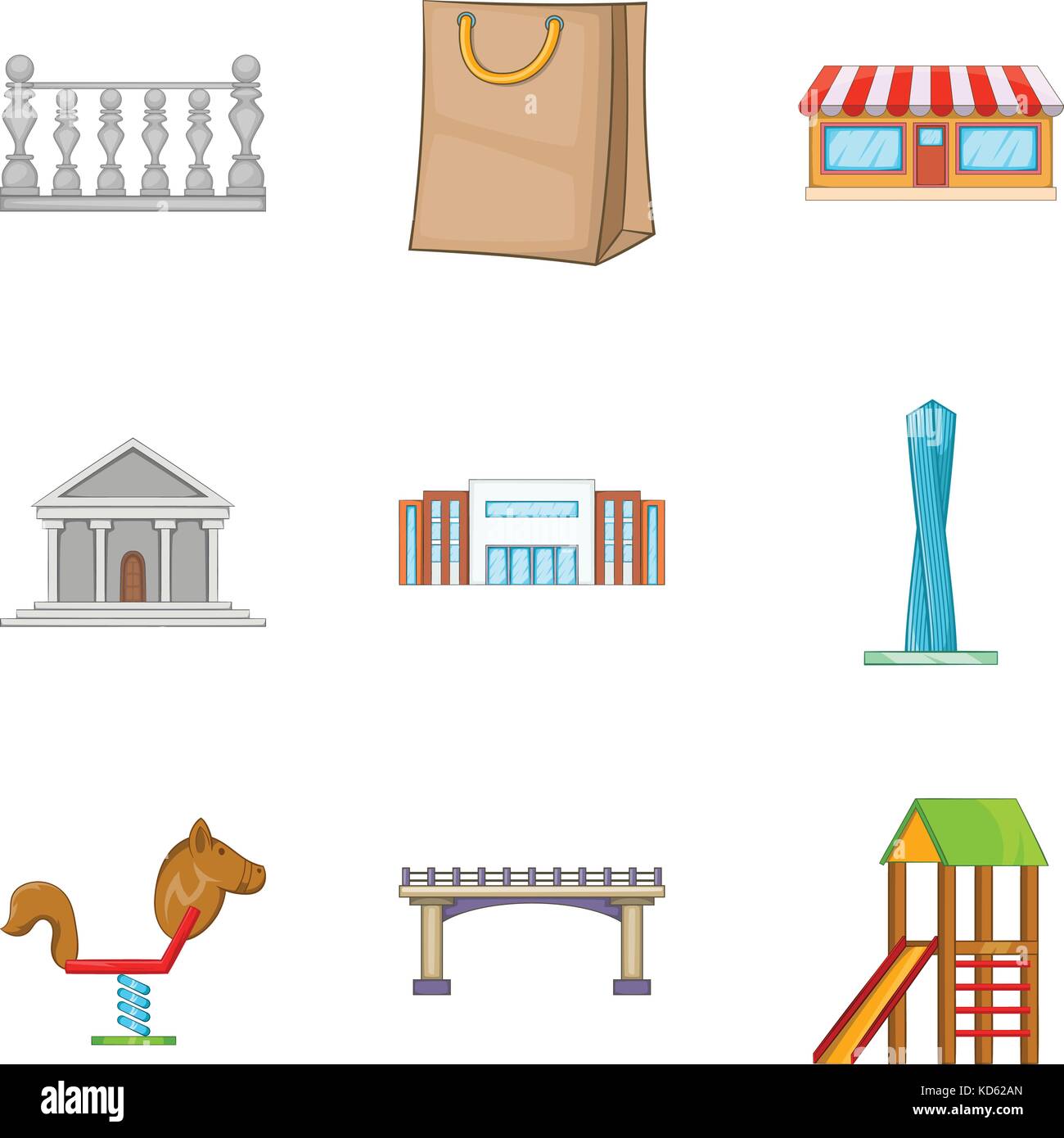 Bedeutenden Platz Symbole, Cartoon Stil Stock-Vektorgrafik - Alamy