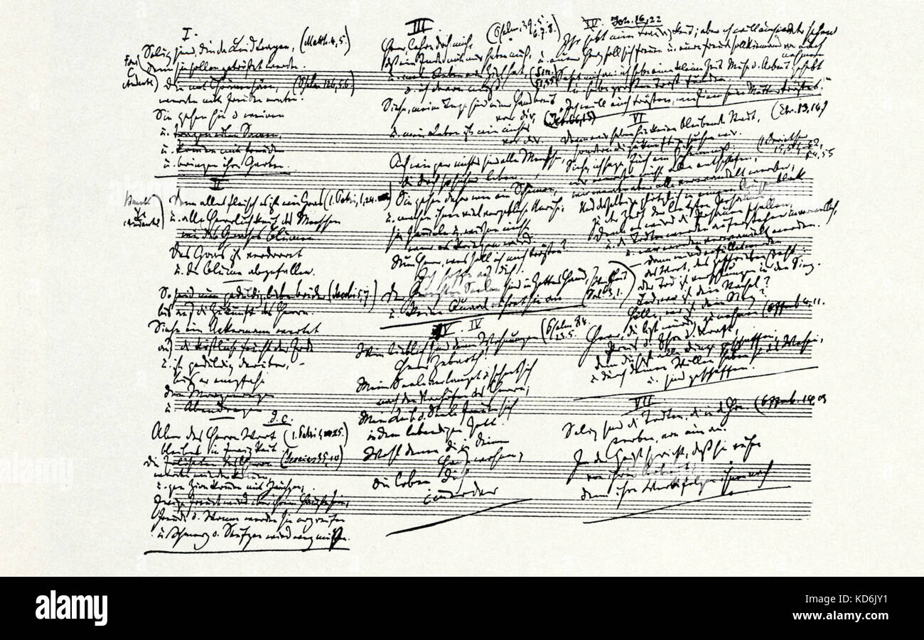 Brahms' handschriftlichen Text, "Ein Deutsches Requiem", komponiert ...