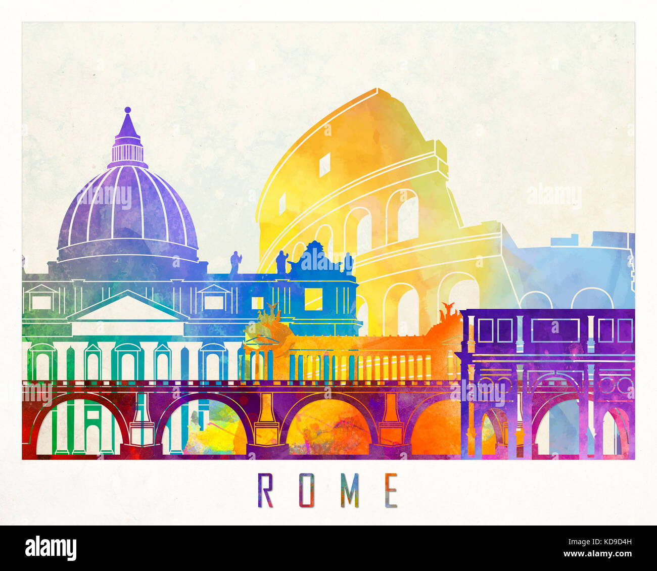 Wahrzeichen Roms aquarell Poster Stockfotografie - Alamy