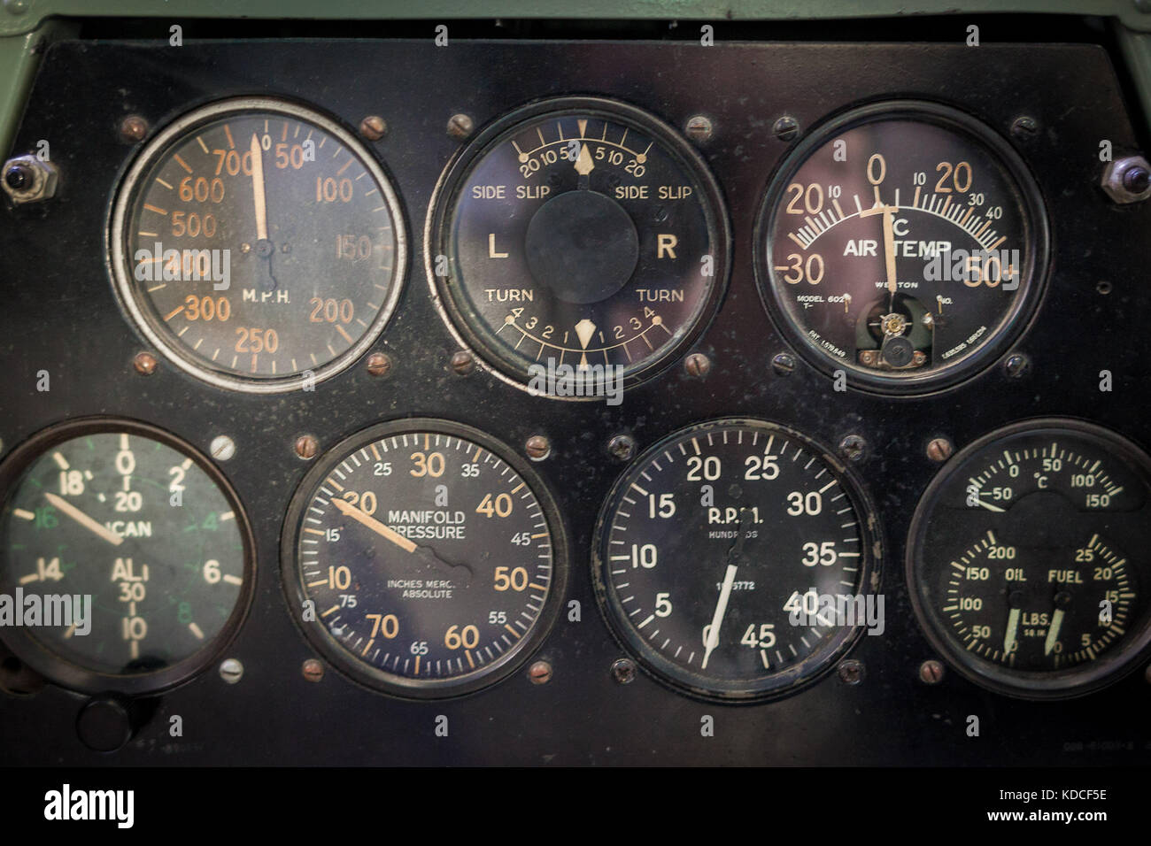 Flugzeuge Luftfahrt Messgeräte für ein altes Flugzeug closeup ...
