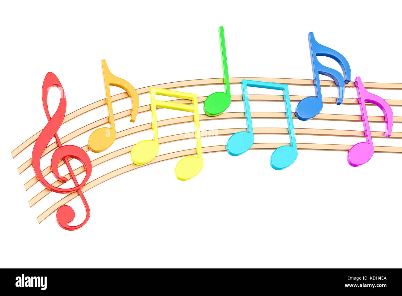 Bunte Noten, 3D-Rendering auf weißem Hintergrund Stockfotografie - Alamy