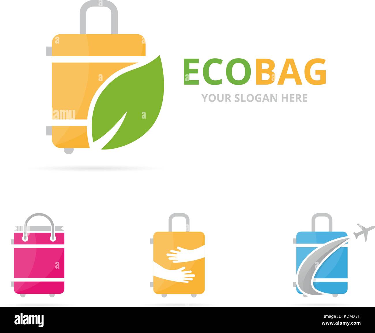 Einstellen der Bag Logo Kombination. Gepäck und eco Symbol ...