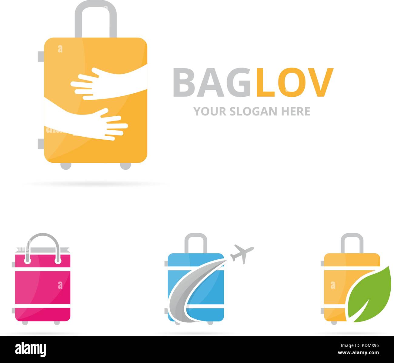 Einstellen der Bag Logo Kombination. Gepäck und umarmen Symbol ...