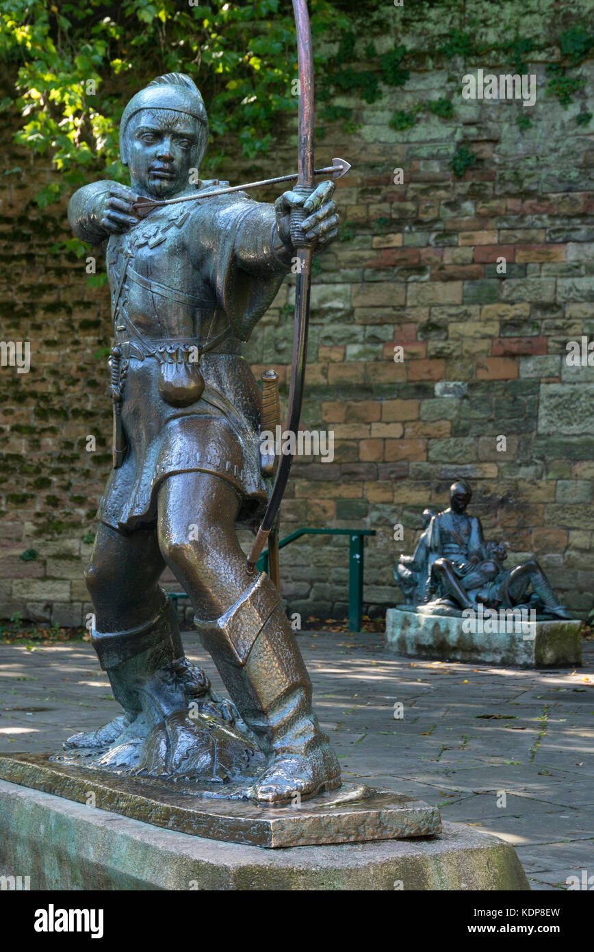 Statue von Robin Hood, Nottingham Castle, Nottingham Stockfotografie ...