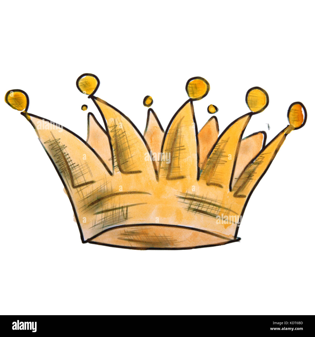 Aquarell Zeichnung ein kinder cartoon Krone auf einem weißen backgroun ...