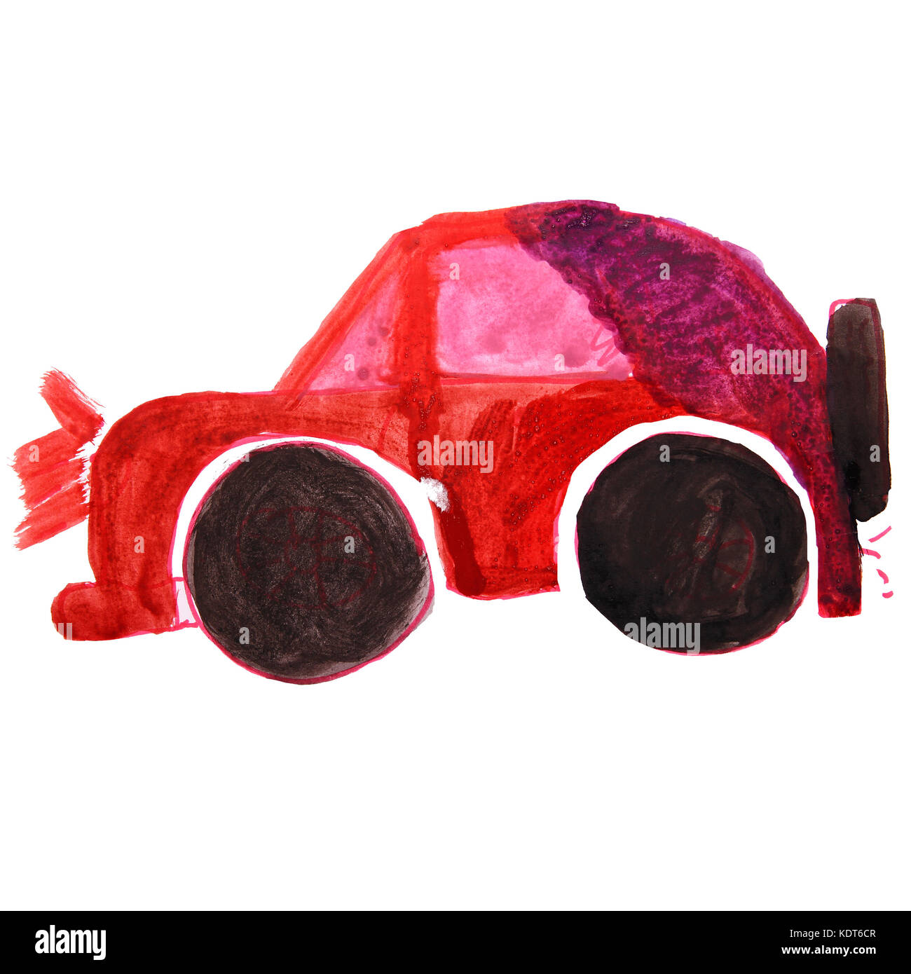 Aquarell Zeichnung kinder cartoon Auto auf weißem Hintergrund ...