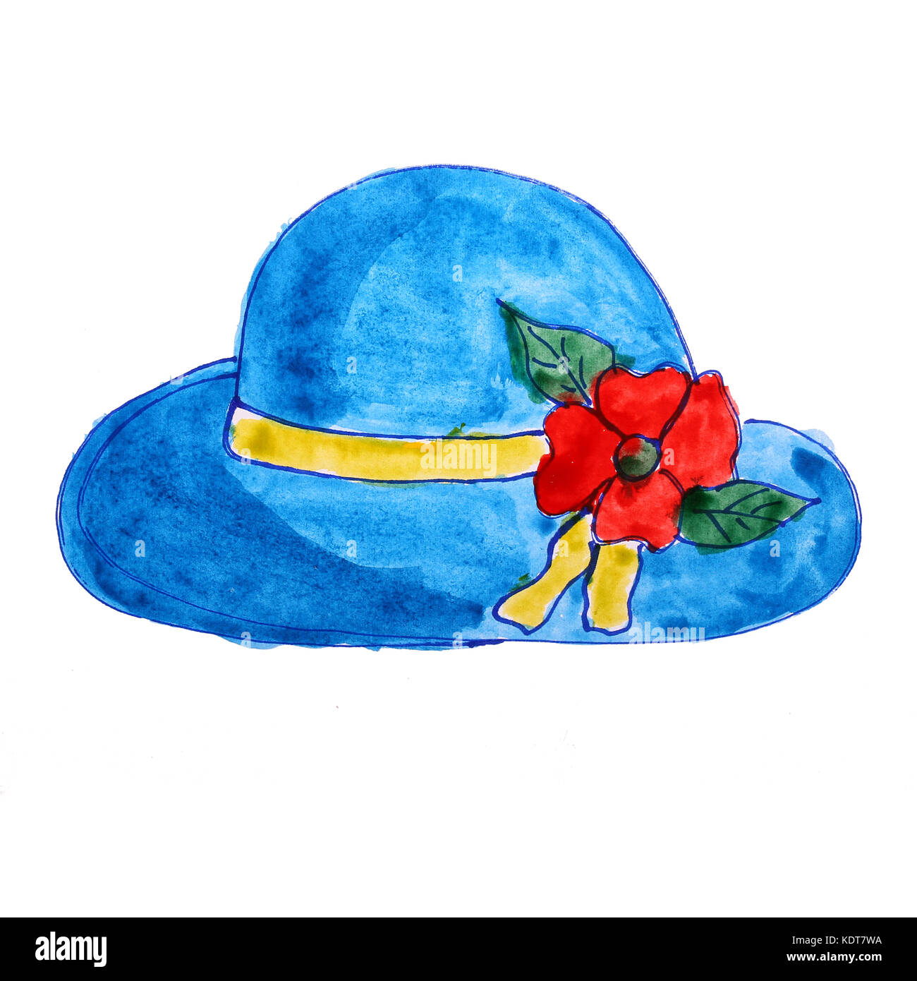 Aquarell Zeichnung auf weißem Hintergrund Hut isoliert Stockfotografie ...