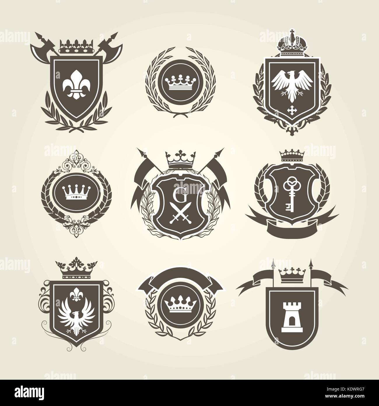 Wappen und Ritter Wappen - Wappen Stock-Vektorgrafik - Alamy