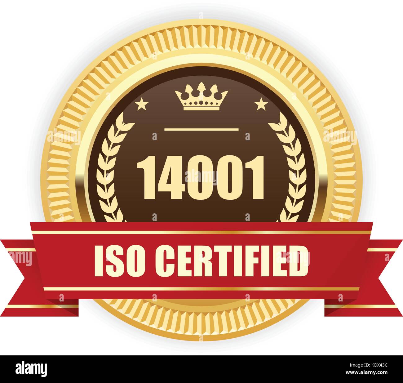 Iso 14001 zertifiziert Medaille - Umweltmanagement Stock-Vektorgrafik ...