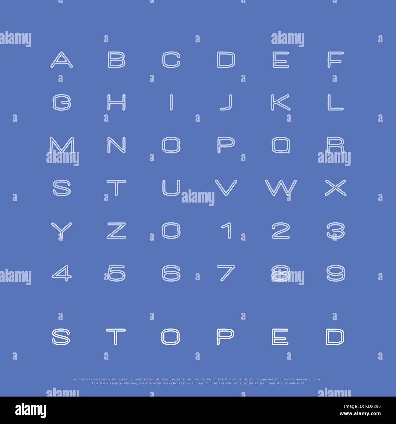 Stilvolle Kontur Alphabet Buchstaben und Zahlen. Vektor, lineare ...