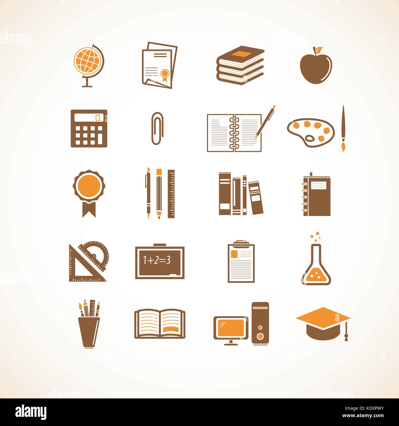 Bildung und Schule Symbole. Vector EPS 8 Stock-Vektorgrafik - Alamy