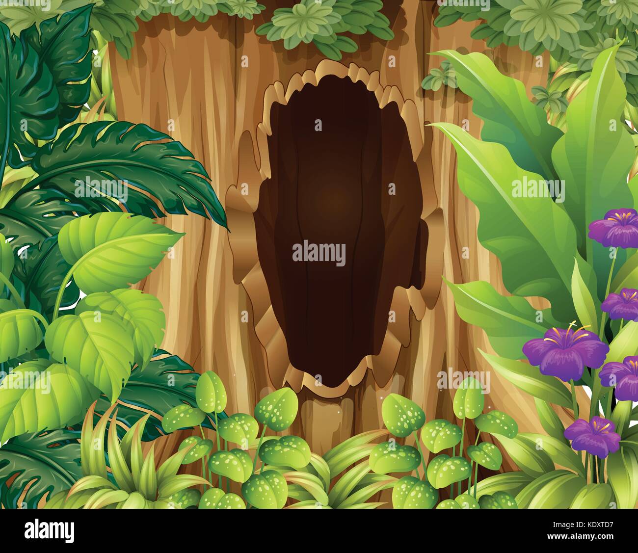 Baum mit loch im wald Stock-Vektorgrafiken kaufen - Alamy