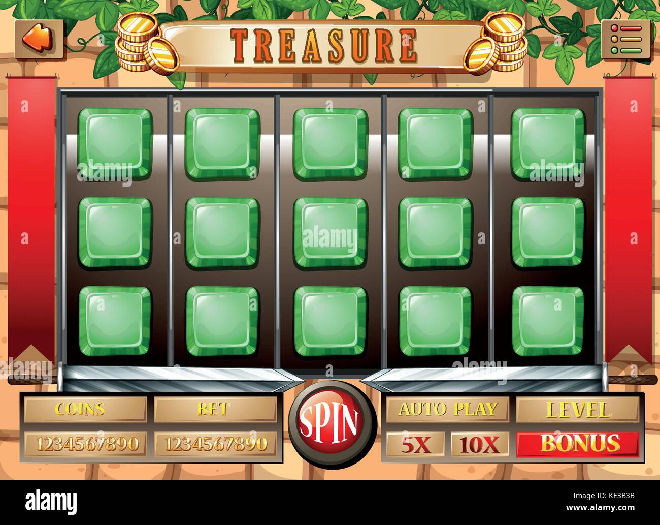 Spiel Template mit brickwall Hintergrundbild Stock-Vektorgrafik - Alamy