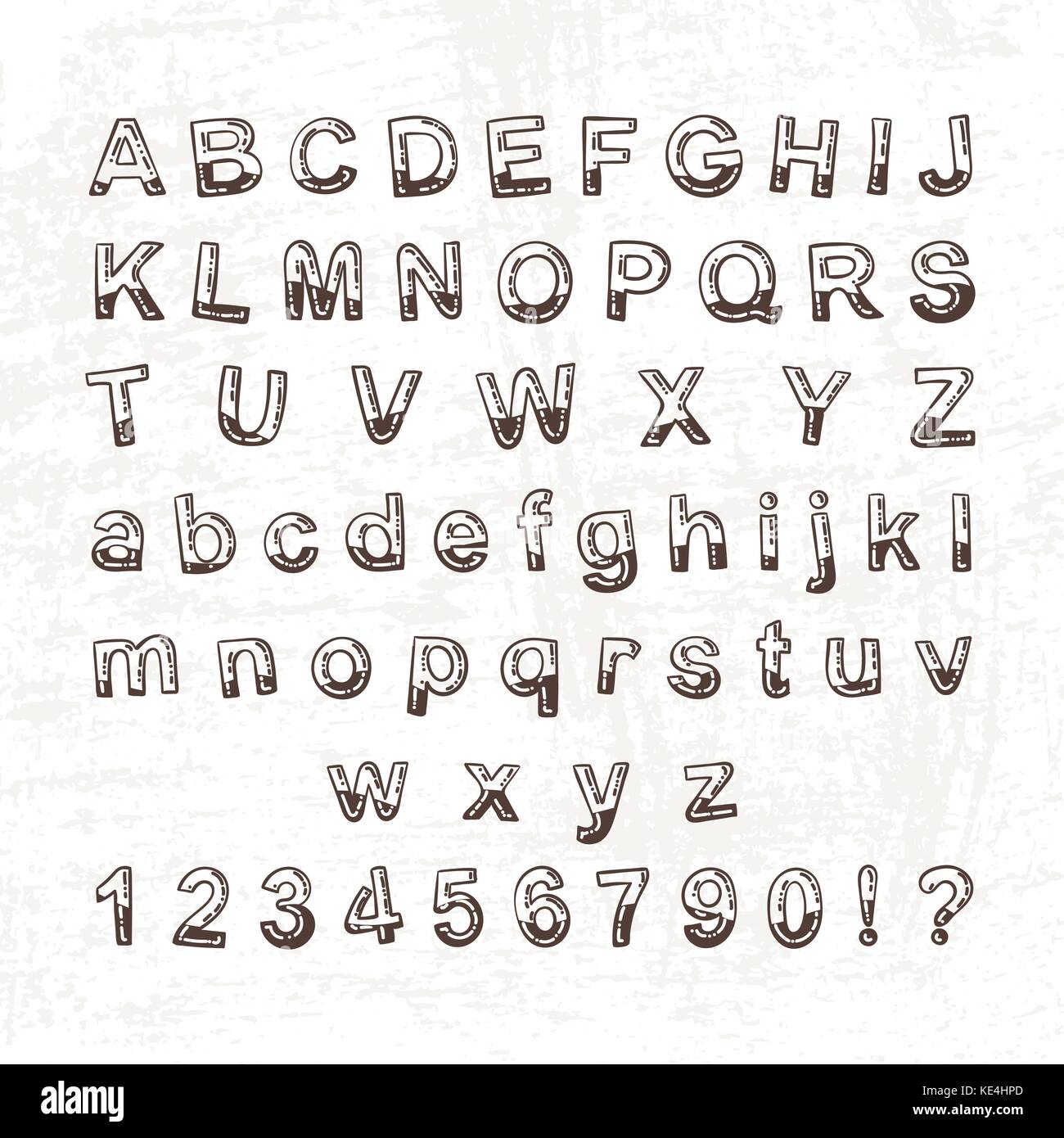 Hand gezeichnet doodle Font. cartoon Vektor Alphabet. Buchstaben Sammlung Stock-Vektorgrafik - Alamy