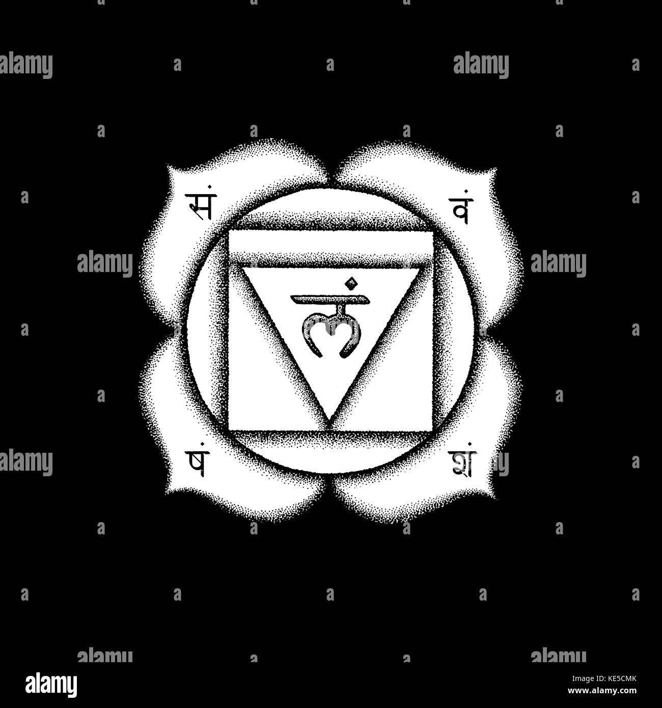 Vektor erste Wurzel-chakra muladhara Sanskrit Saatgut mantra lam ...