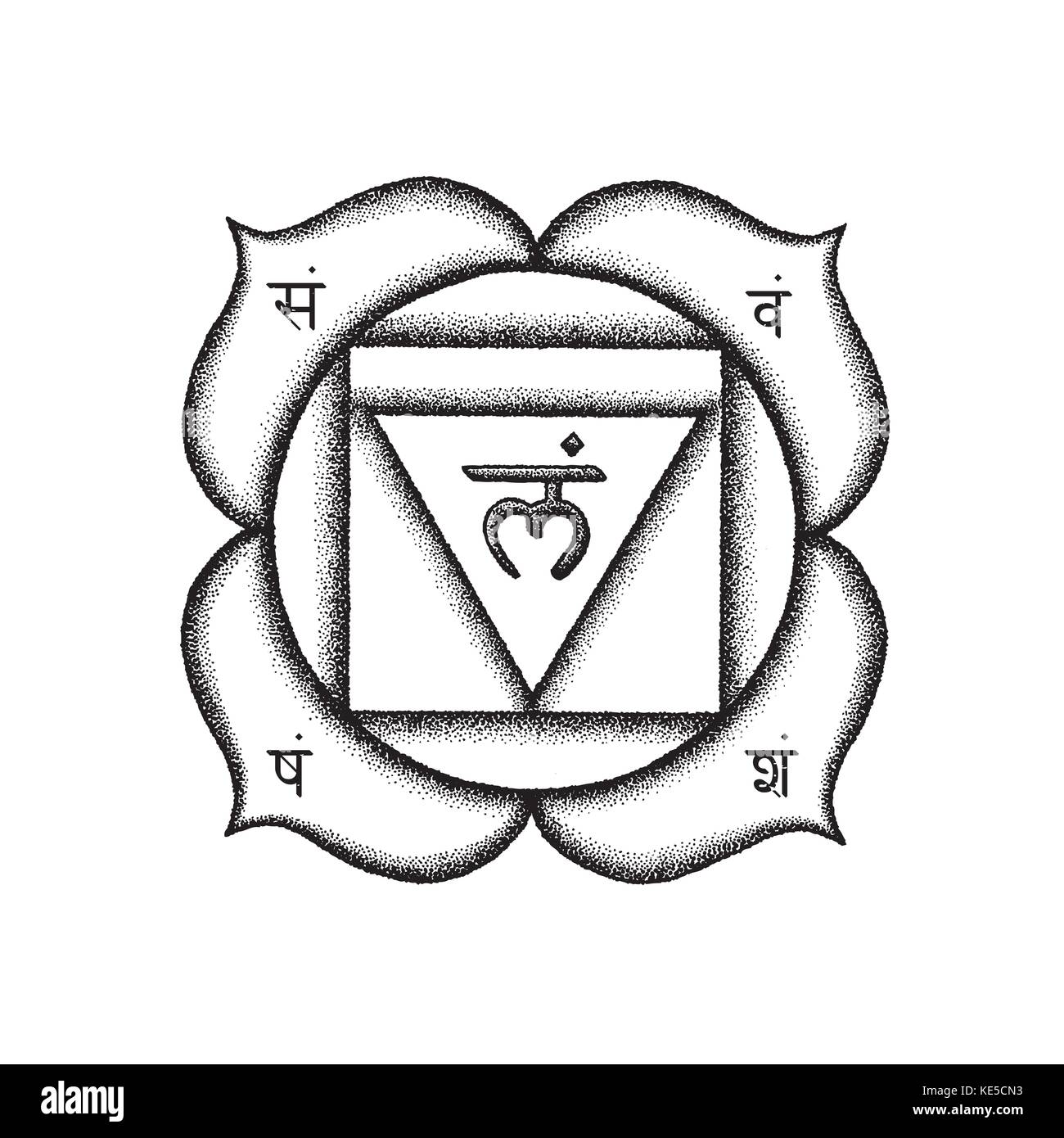 Vektor erste Wurzel-chakra muladhara Sanskrit Saatgut mantra lam ...