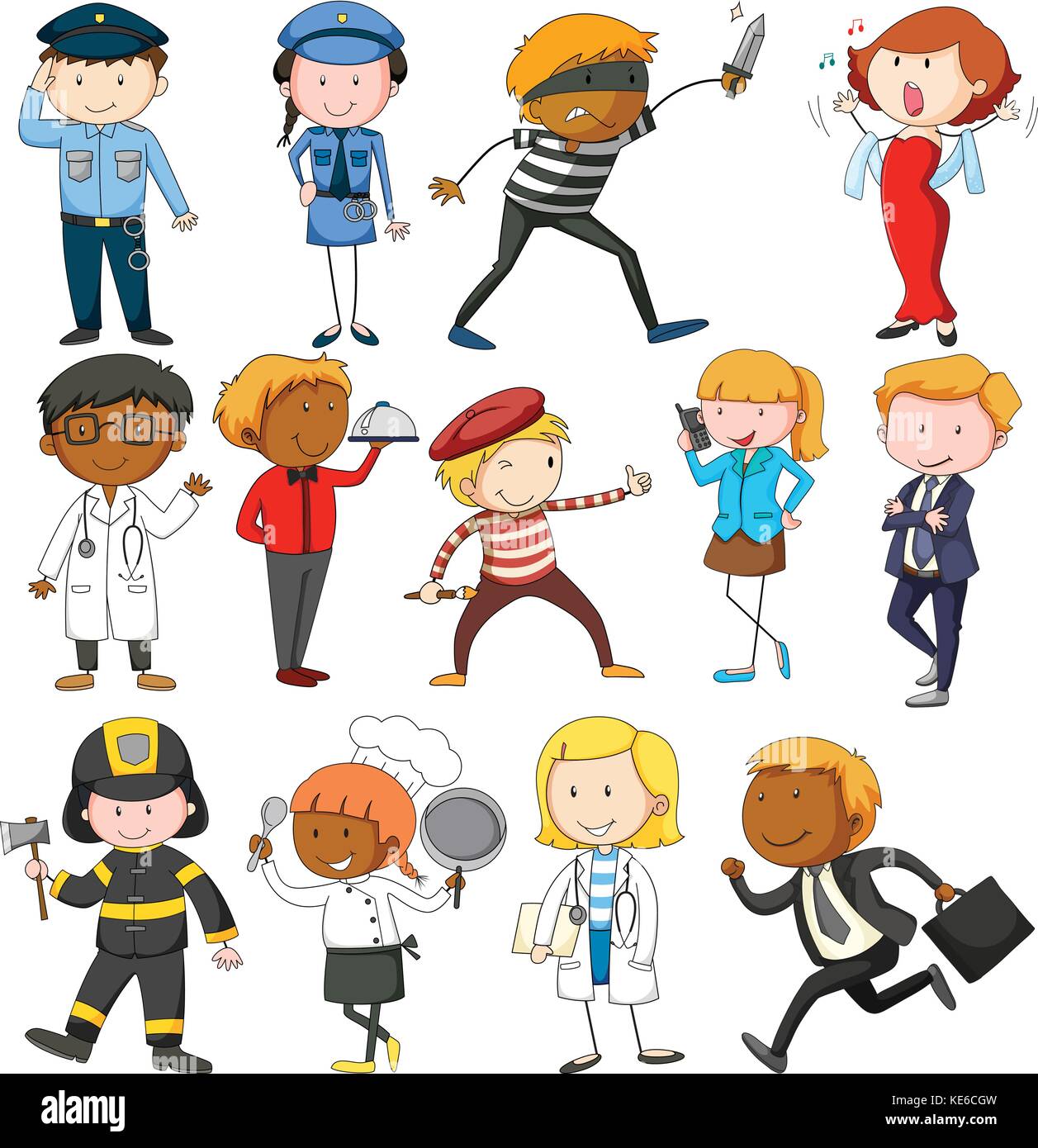 Menschen mit unterschiedlichen Berufen Abbildung Stock-Vektorgrafik - Alamy