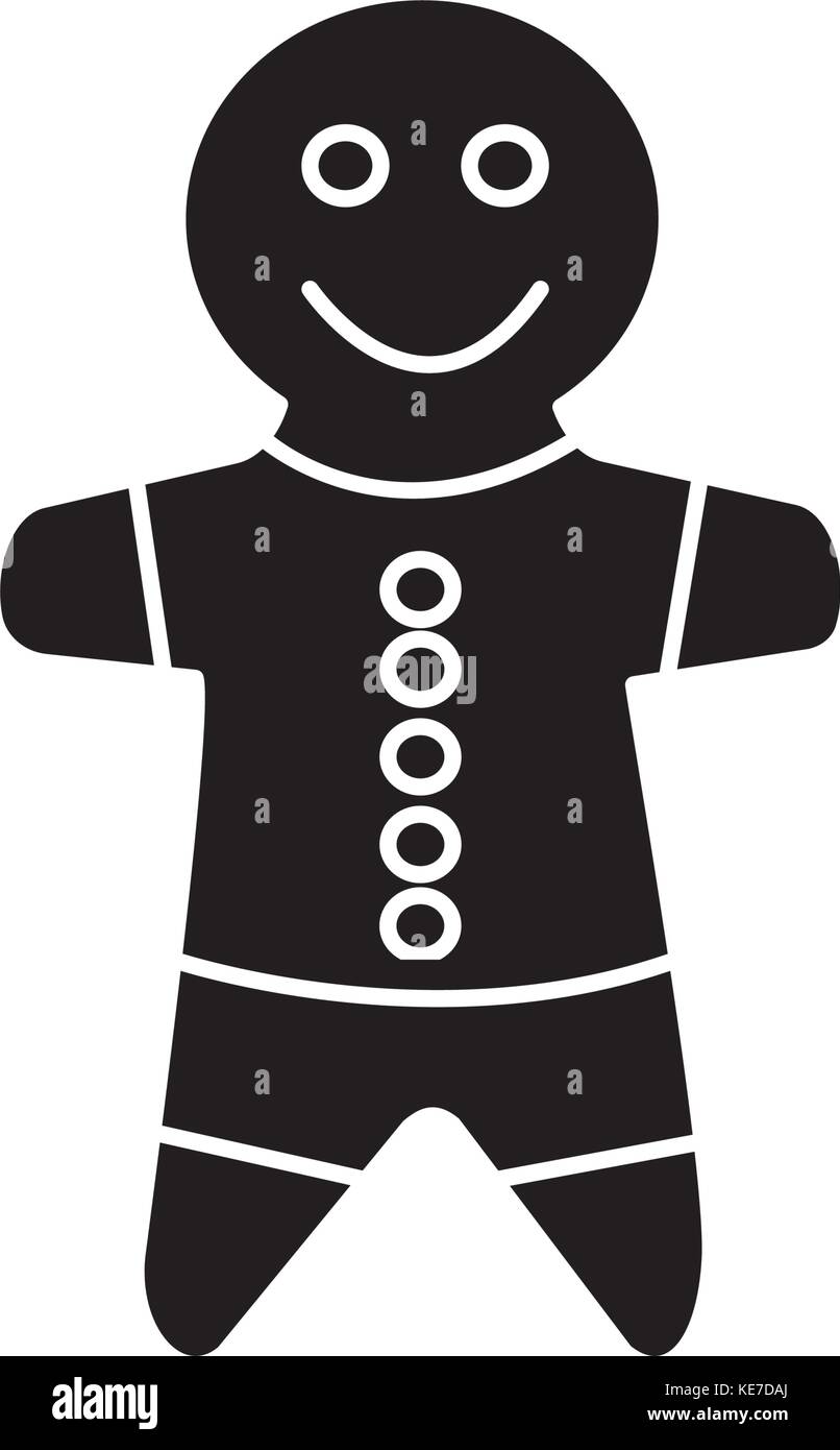Gingerbread Man Symbol, Vector Illustration, schwarze Zeichen auf ...